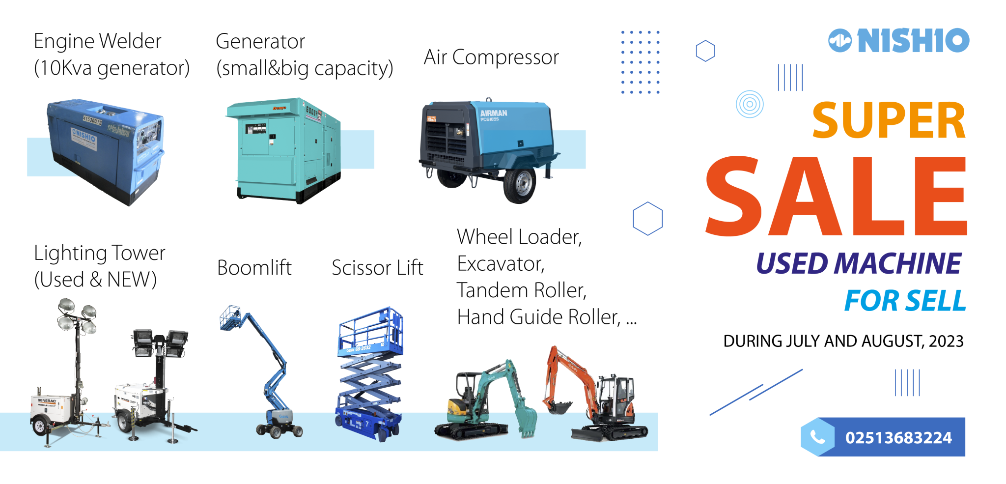 We are selling used machine!｜NISHIO RENT ALL VIETNAM CO., LTD.